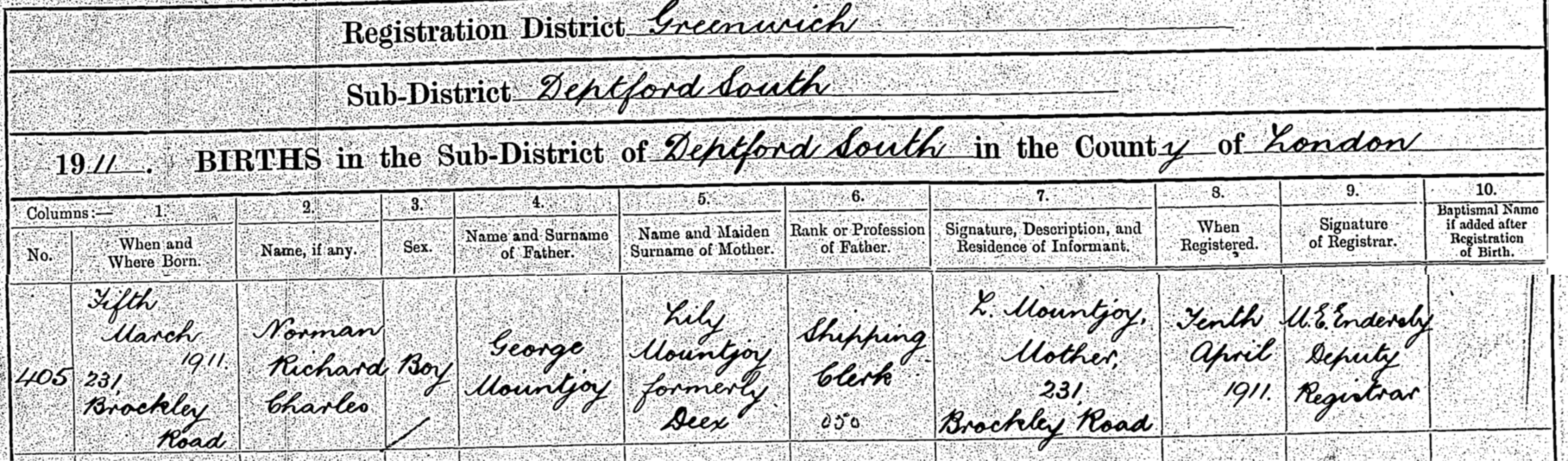 AFS Fireman Norman Richard Charles Mountjoy – Old Palace School Bombing