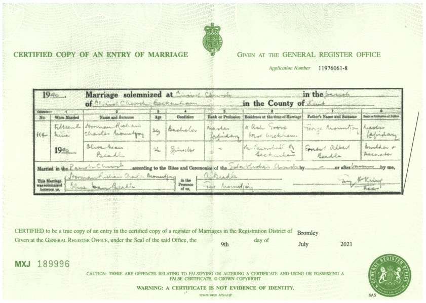 AFS Fireman Norman Richard Charles Mountjoy – Old Palace School Bombing